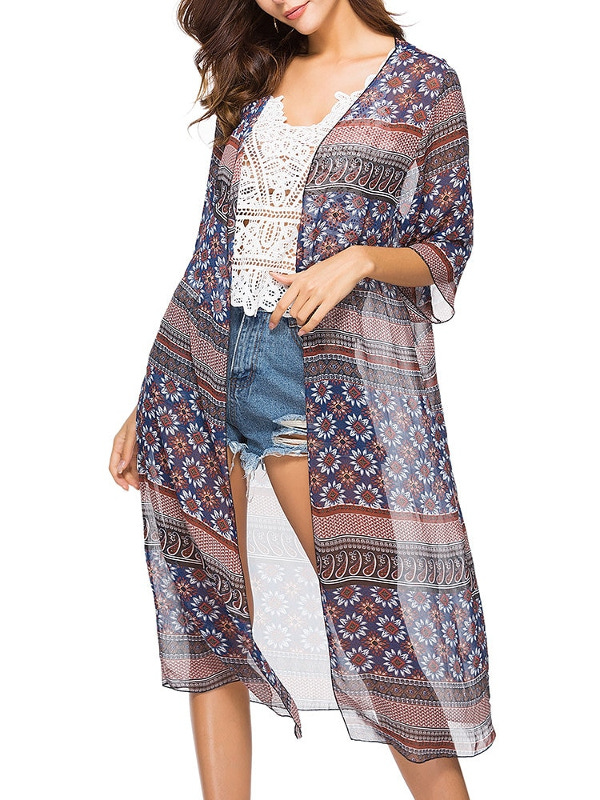 Chiffon Cardigan Outer Middle Sleeve Cover Up - TD Mercado