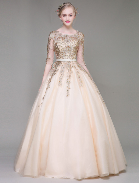 Luxury Lace Embroidered Princess Prom Dress - TD Mercado