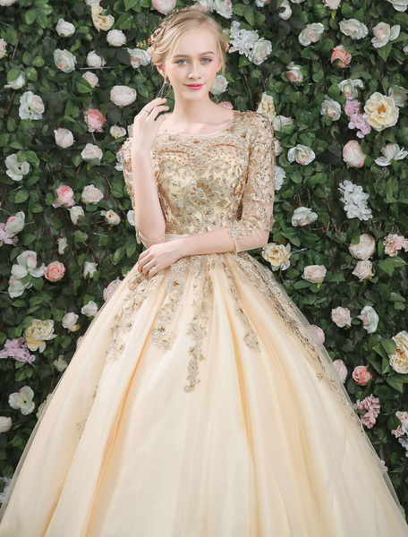 Luxury Lace Embroidered Princess Prom Dress - TD Mercado