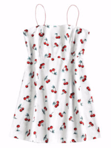 Cherry Print Apron Cami Sundress - White S - TD Mercado