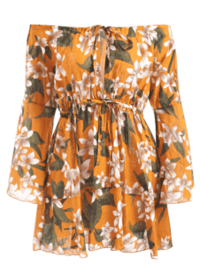 Drawstring Off Shoulder Mini Dress - TD Mercado