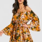 Drawstring Off Shoulder Mini Dress - TD Mercado