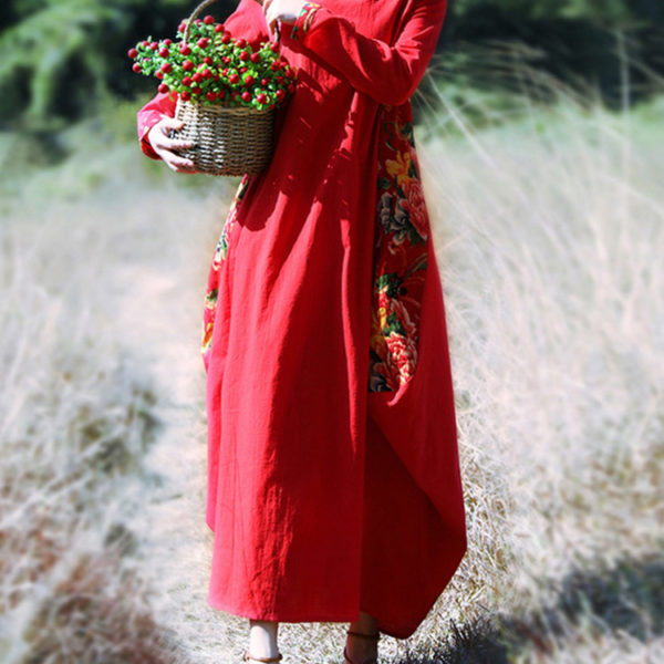 Printed Patchwork Robe Dress - TD Mercado