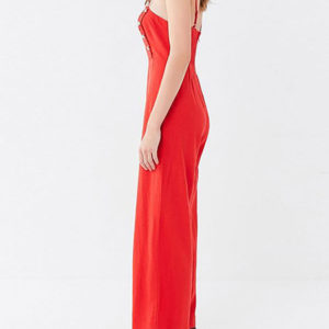 Women Red Buttons Jumpsuit - TD Mercado