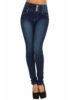 Women High Button Down and Zip Waist Faded Denim Skinny Scrunch Jeans ...