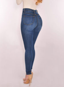 Women Line Design Denim Button Front Closure Skinny Jeans - TD Mercado