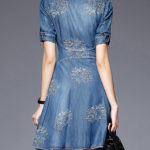 Women Three Quarter Length Sleeves Denim Dress - TD Mercado