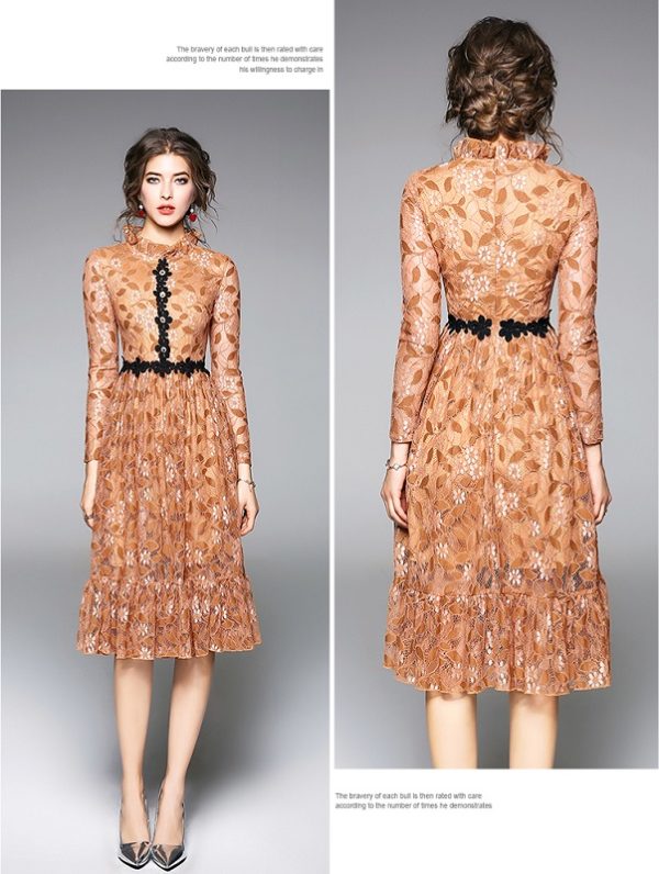 Elegant Floral Office Lady Lace Dress - TD Mercado