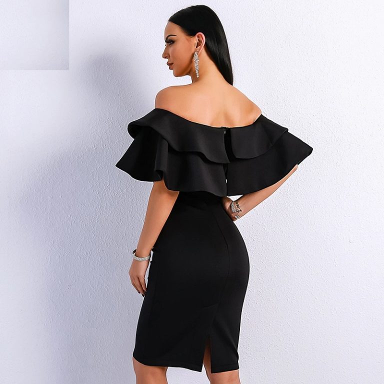 Sexy Off Shoulder Slash Neck Ruffles Backless Mini Dresses - TD Mercado