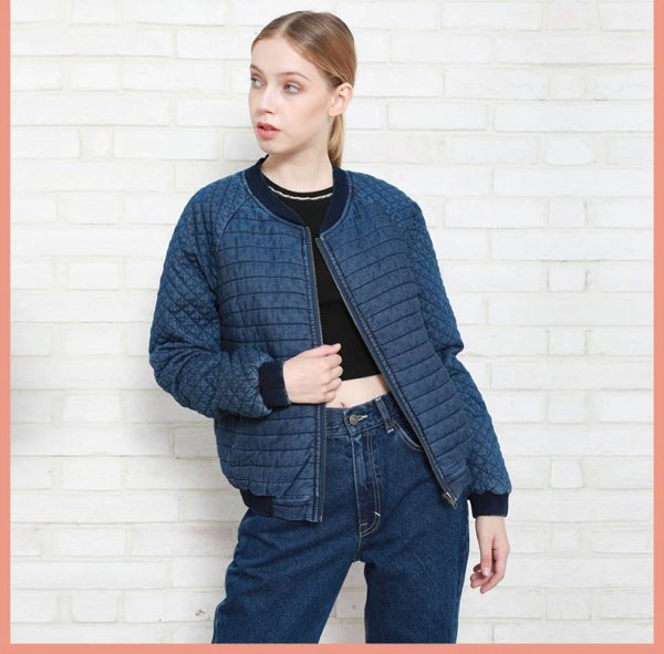 Slim Long Sleeve Splice Rib Stretch Denim Fancy Jacket - TD Mercado