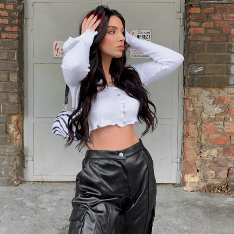 High quality fashion office lady slim Basic Ribbed crop top - TD Mercado