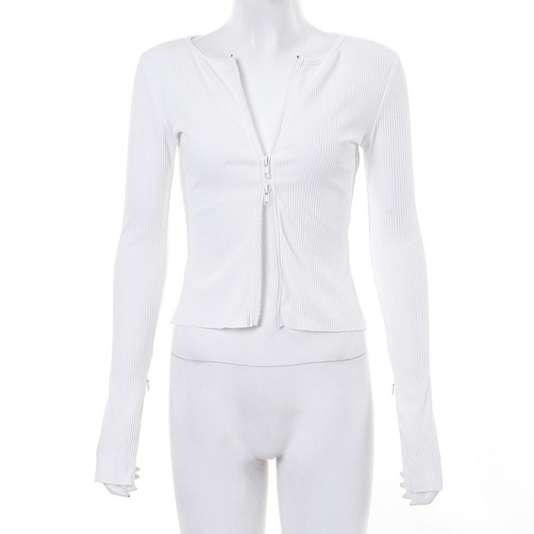 Sexy Zipper Slim Casual Street Crop Tops - TD Mercado