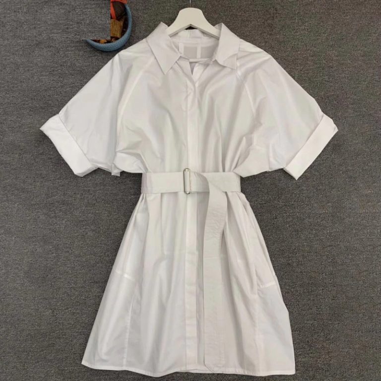 Elegant Runway Designer Solid Pockets Sashes Mini Dress - TD Mercado