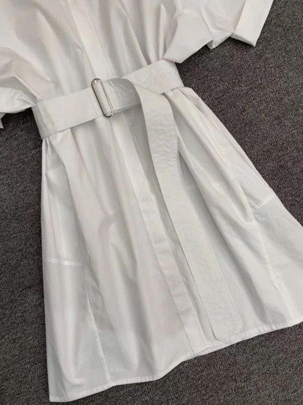 Elegant Runway Designer Solid Pockets Sashes Mini Dress - TD Mercado