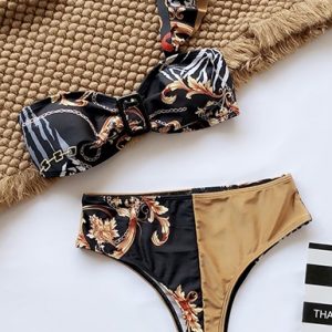 Single Ruffled Shoulder Strap Two Piece Swimsuit - TD Mercado