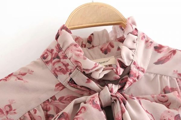 Floral Print Turtleneck Blouse Shirts - TD Mercado