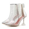 Clear Boots Pointed Toe Studded Transparente Perspex High Heel Booties ...