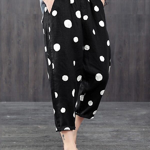 Elastic Waist Polka Dot Side Pockets Harlan Pants - TD Mercado