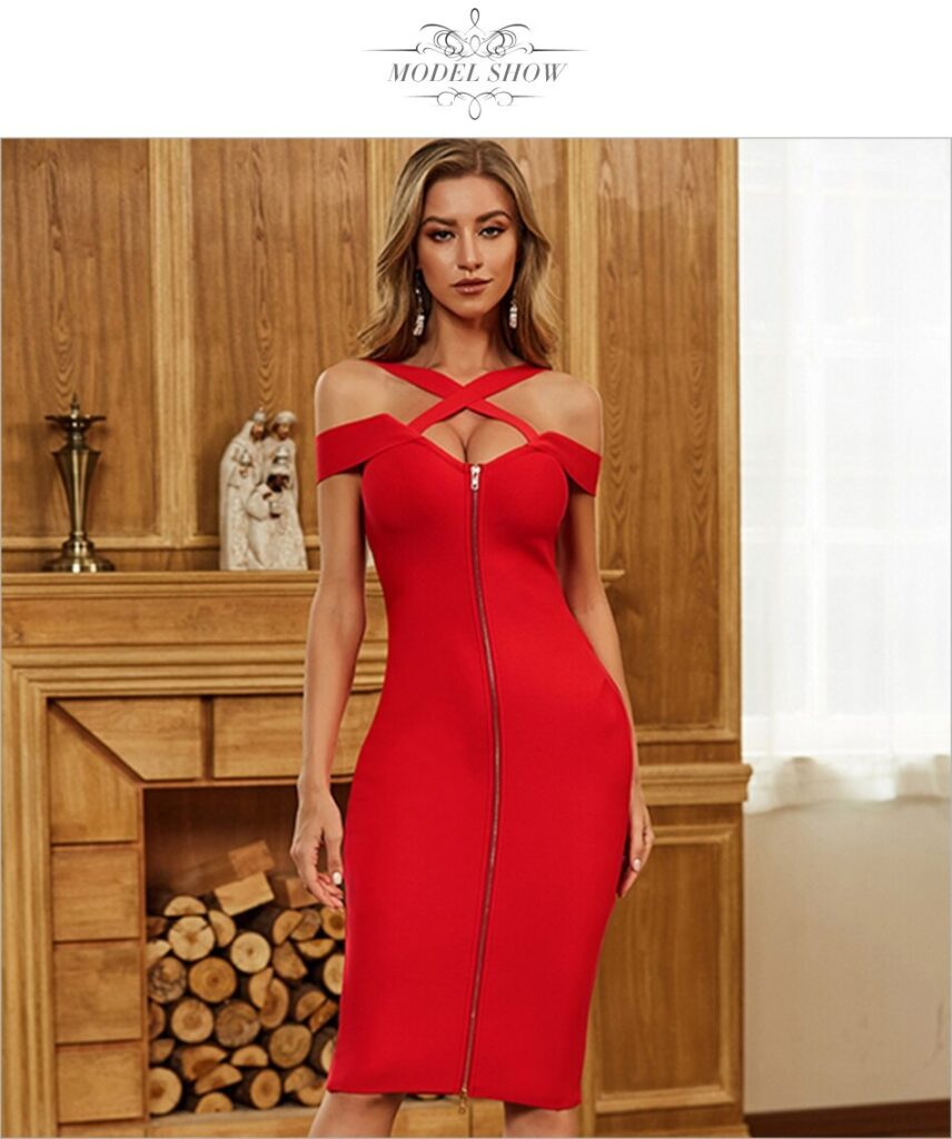 Sexy Halter Off Shoulder Celebrity Runway Party Bodycon Dress - TD Mercado