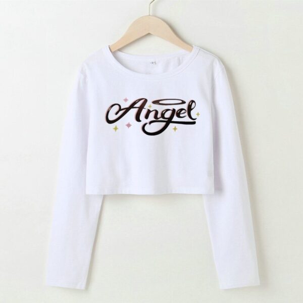Angel letter print slim long-sleeved T-shirt – TD Mercado