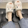 Artificial Short Plush Knitting Wool Upper Open Toe Indoor Slippers ...