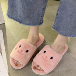 Artificial Short Plush Knitting Wool Upper Open Toe Indoor Slippers ...
