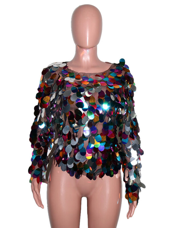 Fashion Colorful Sequined Long Sleeve Blouse - TD Mercado