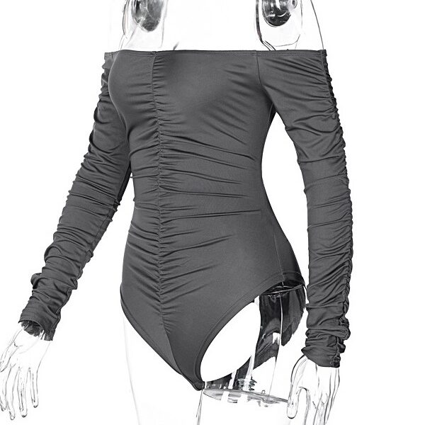 Sexy Boat Neck Ruffled Bodysuits - TD Mercado