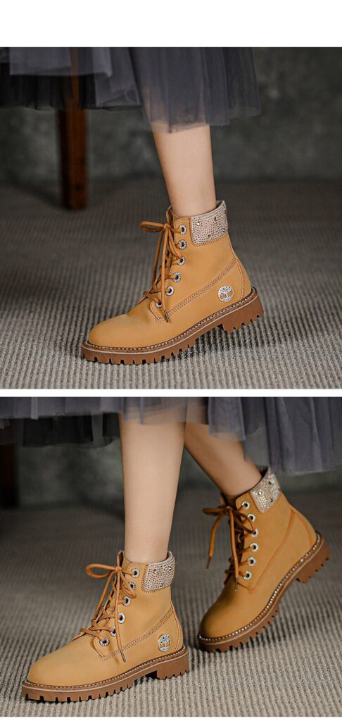 Cow Suede Lace Up Fashion Round Toe Boots - TD Mercado