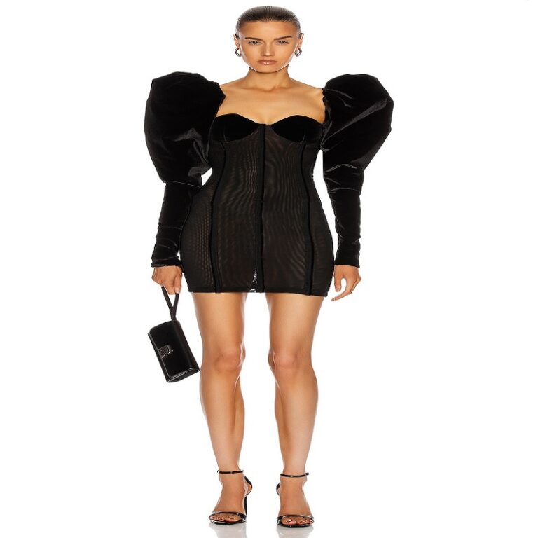 Long Sleeve Wave Shape Slash Neck Velvet Mini Dress – TD Mercado