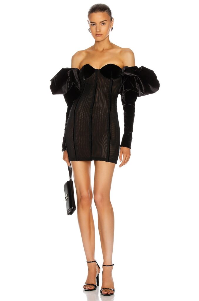 Long Sleeve Wave Shape Slash Neck Velvet Mini Dress – TD Mercado