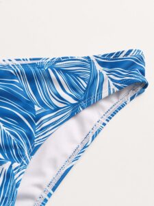 Sexy Triangle Bikini Halter String Crochet Trim Tropical Leaves Print ...