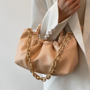 Modern Solid Pleated Thick Chain Handbags - TD Mercado