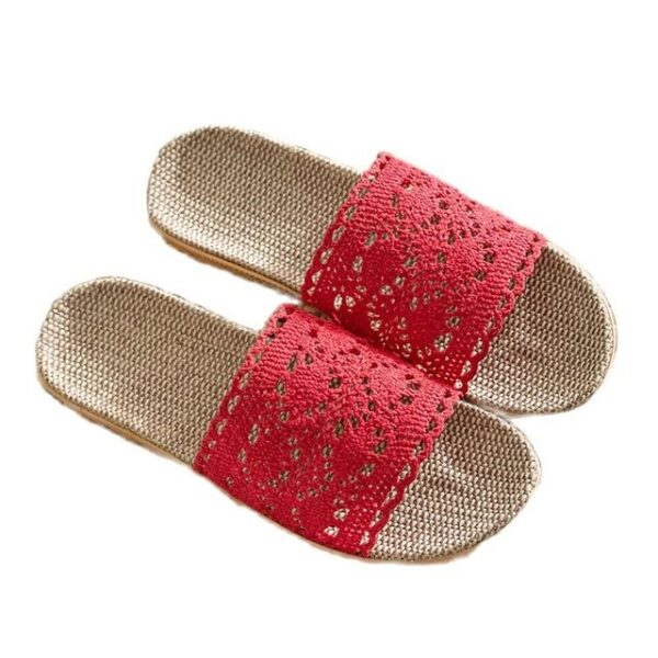 Breathable Lace Belt Linen Slippers - TD Mercado
