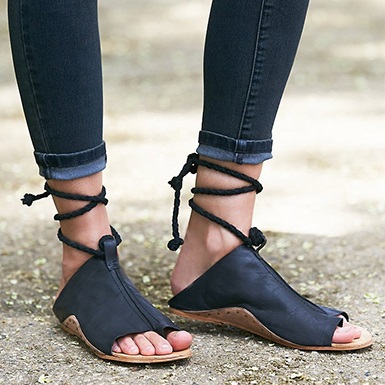 Strap Wrap Around Sandal Long Ankle Open Wrapped Big Toe - TD Mercado
