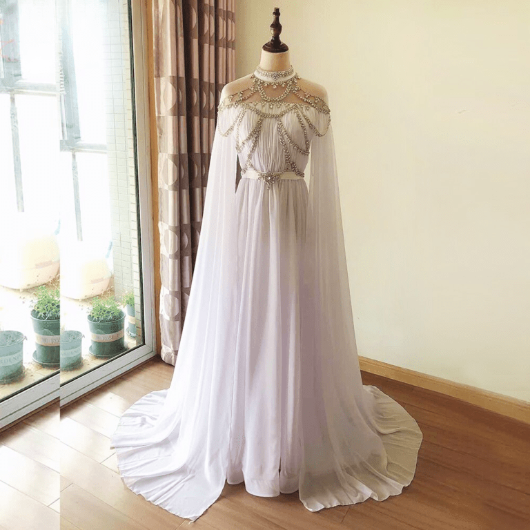 Chiffon Aline Crystal Handmade Evening Night Dresses - TD Mercado